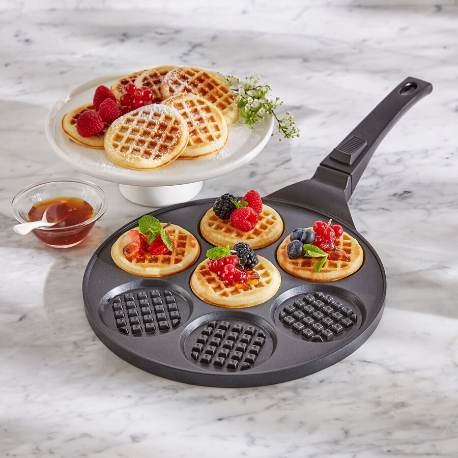 Mulden-Pfanne backt gleichzeitig 7 kleine Pancakes, Blinis, Waffeln ...