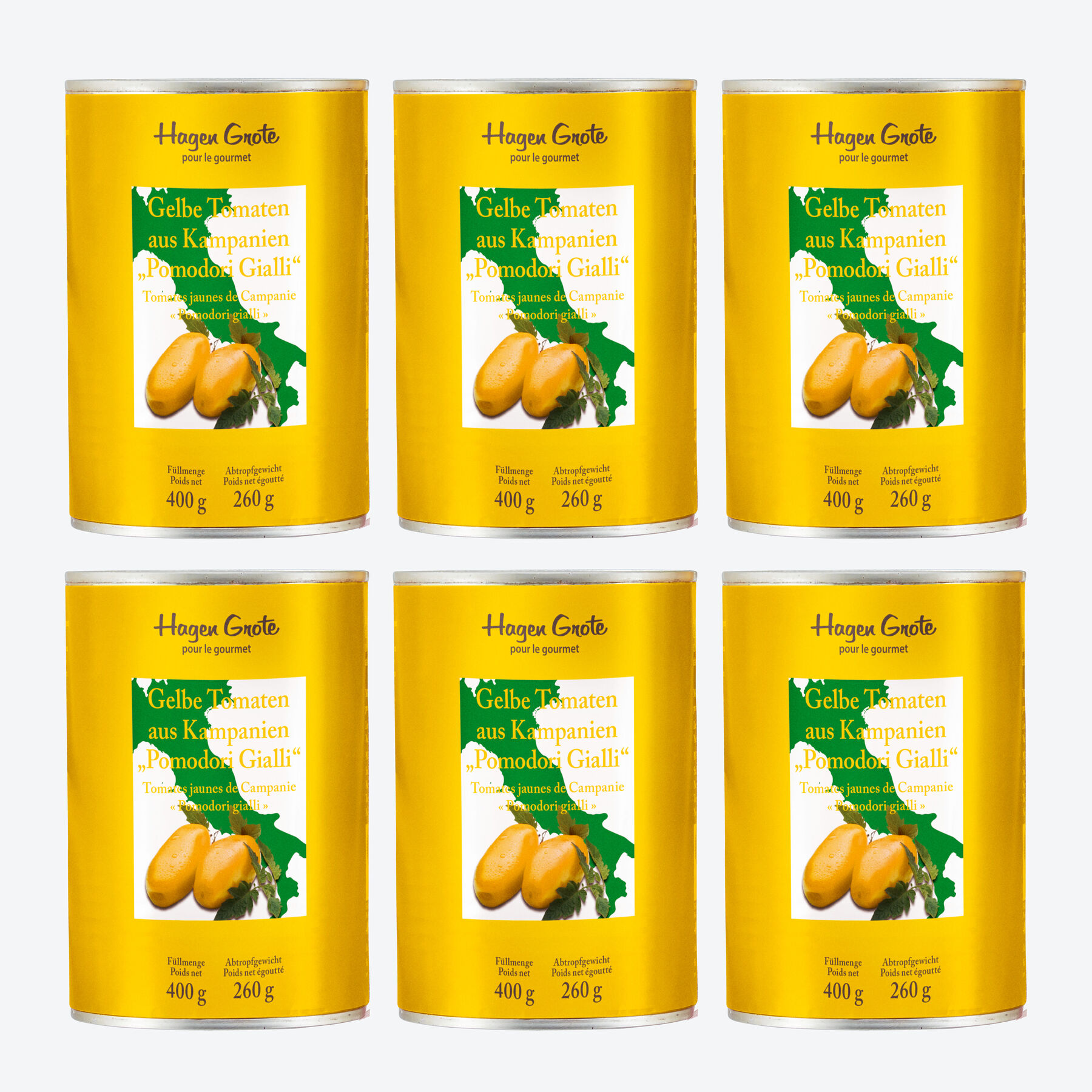 Gelbe Tomaten Pomodori gialli, 6 x 400 g - Hagen Grote Shop